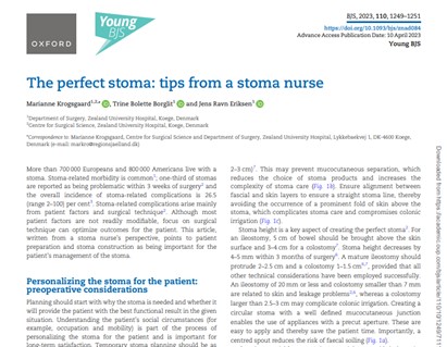 The perfect stoma: tips from a stoma nurse